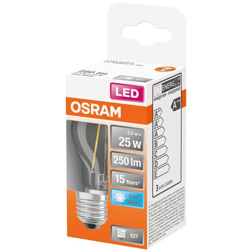 OSRAM - LED sphérique clair fil. 2.5w e27 250lm 4000K frd bte 1 EUR 12,80 - PicClick FR